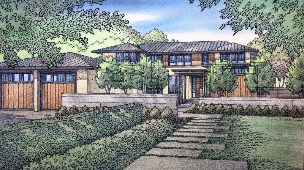 Color Pencil Architectural Rendering of San Francisco Bay Area Home ...